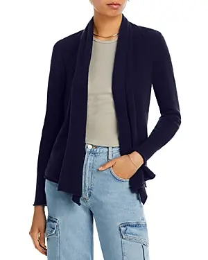 Aqua Aqua Cashmere Draped Open-Front Cashmere Cardigan - 100% Exclusive Peacoat