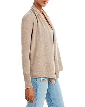 Aqua Aqua Cashmere Draped Open-Front Cashmere Cardigan - 100% Exclusive Wheat