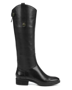 Sam Edelman Wide Calf Leather Riding Boots - Black