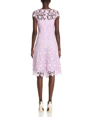 Eliza J Asymmetrical Lace Midi Dress
