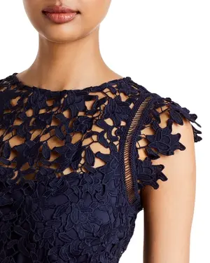 Eliza J Asymmetrical Lace Midi Dress