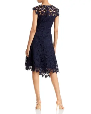 Eliza J Asymmetrical Lace Midi Dress