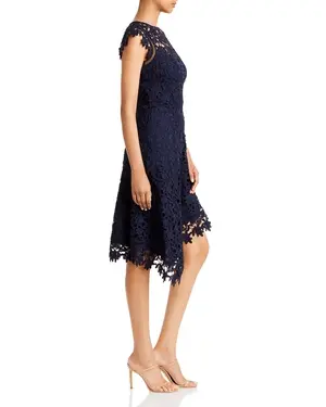 Eliza J Asymmetrical Lace Midi Dress