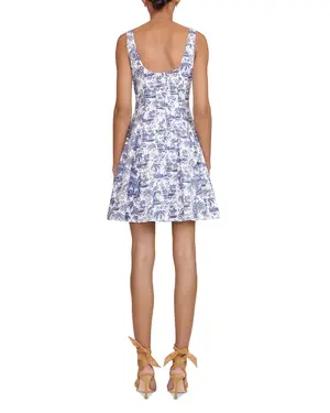 Staud Wells Mini Dress - Blue Toile