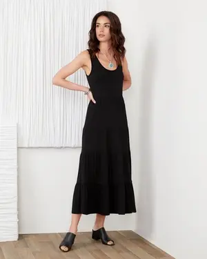 Karen Kane Tiered Midi Dress - Black