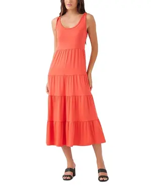 Karen Kane Tiered Midi Dress - Coral
