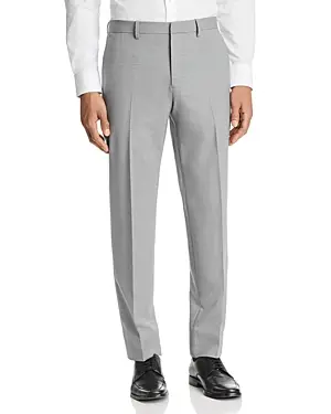 Theory Mayer Wool Tailored Slim Fit Suit Pants Chrome Melange Gray
