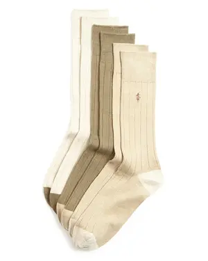 Ralph Lauren 3-pack Crew Socks - Khaki Assorted