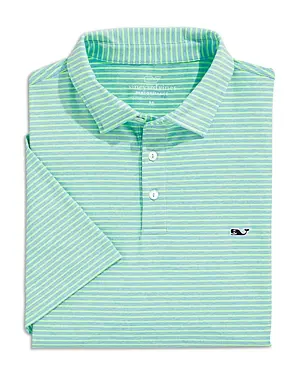 Vineyard Vines Bradley Striped Sankaty Polo Shirt Green Gecko