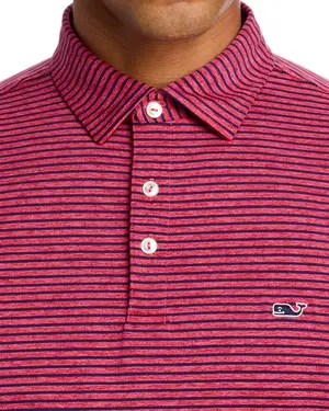 Vineyard Vines Bradley Striped Sankaty Polo Shirt - Red/blue Depth