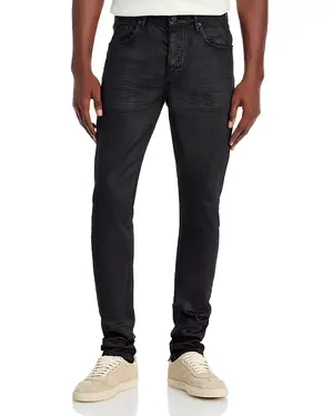 PURPLE BRAND 3-d Resin Skinny Fit Jeans - Black Repair