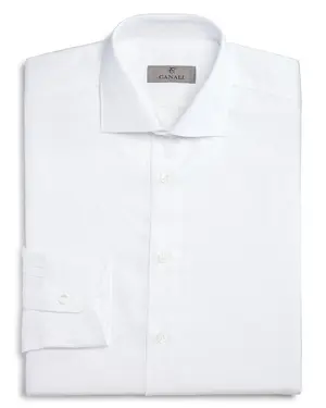 Canali Solid Regular Fit Dress Shirt - White