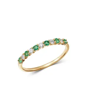 Bloomingdale'S Emerald And Diamond Stacking Ring - Green/gold