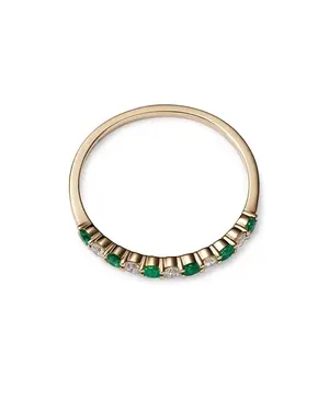 Bloomingdale'S Emerald And Diamond Stacking Ring