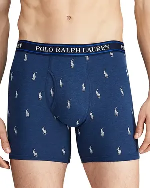 Polo Ralph Lauren Stretch Cotton Boxer Briefs Pack Of 3 - Blue