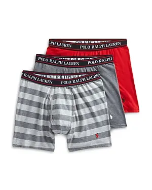 Polo Ralph Lauren Stretch Cotton Boxer Briefs - Pack Of 3 Red/gray
