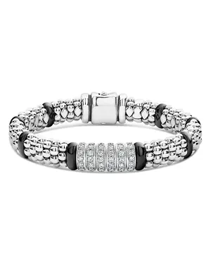Lagos Sterling Silver, Diamond & Ceramic Bracelet - Black/silver