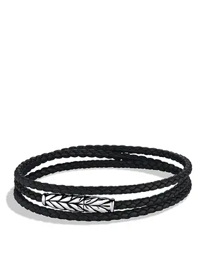 David Yurman Chevron Triple Wrap Bracelet - Silver/black