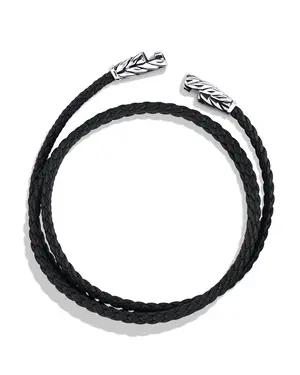 David Yurman Chevron Triple Wrap Bracelet - Silver/black