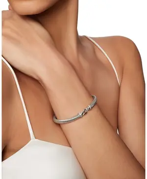 David Yurman Cable Buckle Bracelet With Diamonds - Silver