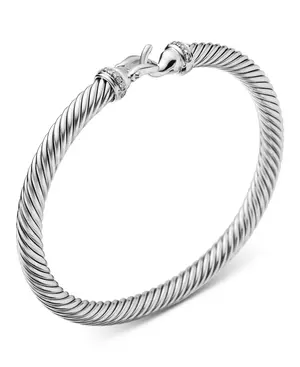David Yurman Cable Buckle Bracelet With Diamonds - Silver