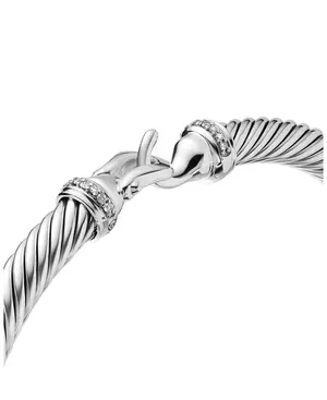 David Yurman Cable Buckle Bracelet With Diamonds - Silver