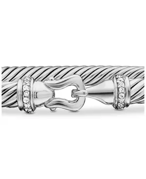 David Yurman Cable Buckle Bracelet With Diamonds - Silver