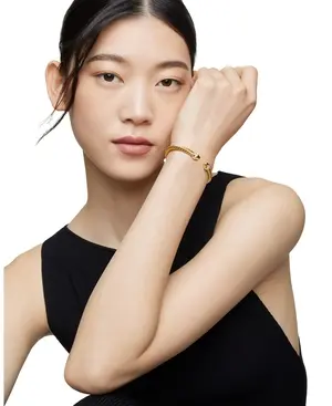 David Yurman Cable Bracelet In 18k Gold With Diamonds