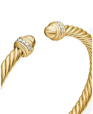 David Yurman Cable Bracelet In 18k Gold With Diamonds