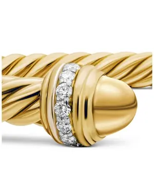 David Yurman Cable Bracelet In 18k Gold With Diamonds