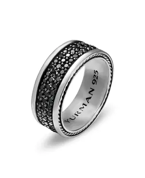 David Yurman Streamline Band Ring With Black Diamonds - Black/silver
