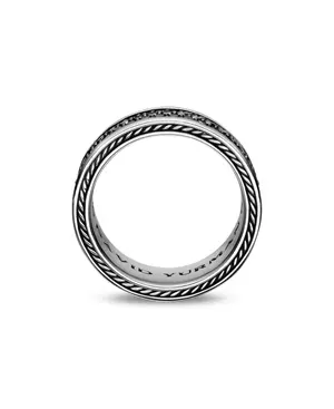 David Yurman Streamline Band Ring With Black Diamonds - Black/silver