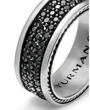 David Yurman Streamline Band Ring With Black Diamonds - Black/silver