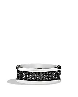 David Yurman David Yurman Streamline Band Ring With Black Diamonds Silver/black