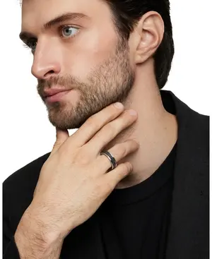 David Yurman Streamline Band Ring - Black/silver