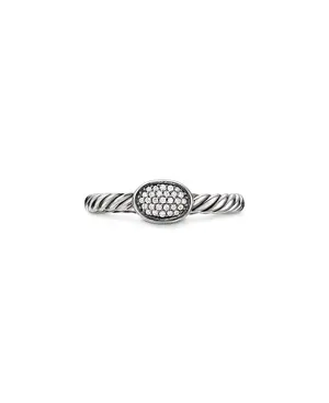 David Yurman Petite Pave Oval Ring With Diamonds - Silver