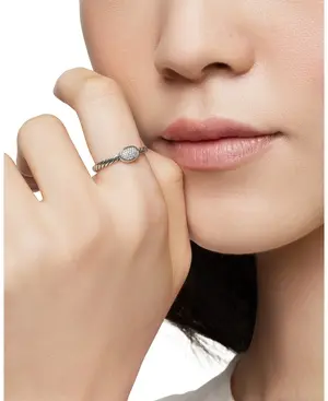 David Yurman Petite Pave Oval Ring With Diamonds
