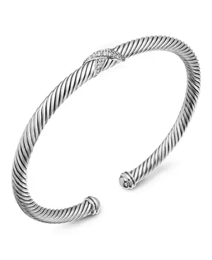 David Yurman X Bracelet With Diamonds - Silver
