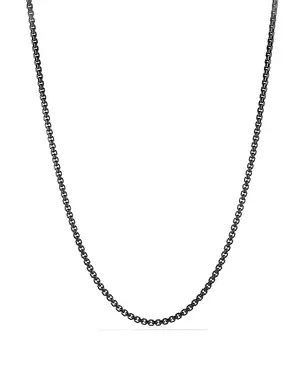 David Yurman Darkened Stainless Steel Box Chain Necklace - Black
