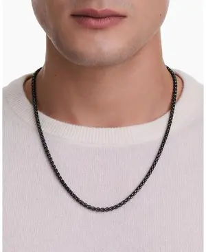David Yurman Darkened Stainless Steel Box Chain Necklace - Black
