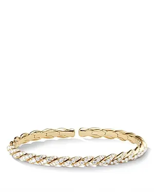 David Yurman David Yurman Sculpted Cable Flex Bracelet In 18K Yellow Gold With Diamonds, 5mm White/gold