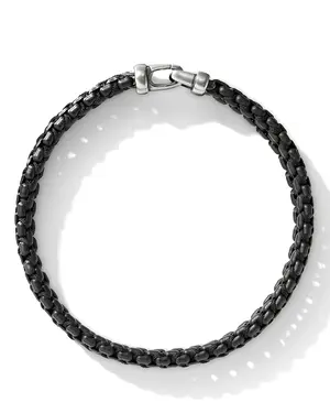 David Yurman Woven Box Chain Bracelet - Silver/black