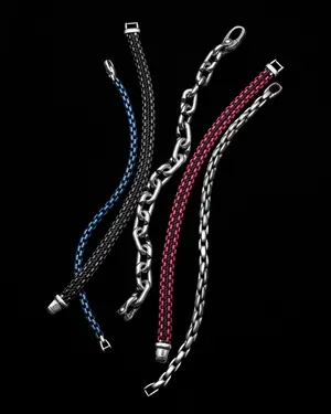 David Yurman Woven Box Chain Bracelet - Silver/black