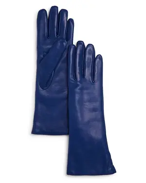 Bloomingdale'S Bloomingdale's Leather Gloves With Cashmere Lining Blu Dandy