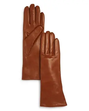 Bloomingdale'S Bloomingdale's Leather Gloves With Cashmere Lining Caramel