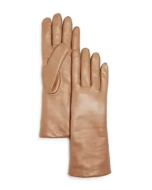 Bloomingdale'S Bloomingdale's Leather Gloves With Cashmere Lining Taupe