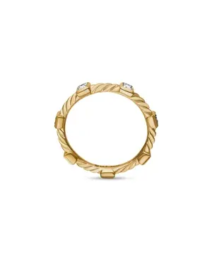 David Yurman 18k Yellow Cable Collectibles Diamond Stack Ring - Gold