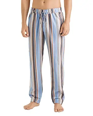 Hanro Night And Day Woven Lounge Pants Orange Blue