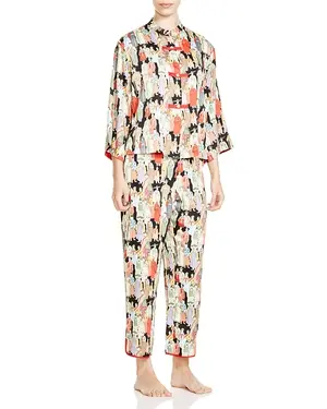 Natori Dynasty Mandarin Pajama Set - Black Print