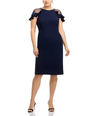 Eliza J Ruffle Sleeve Cocktail Sheath Dress